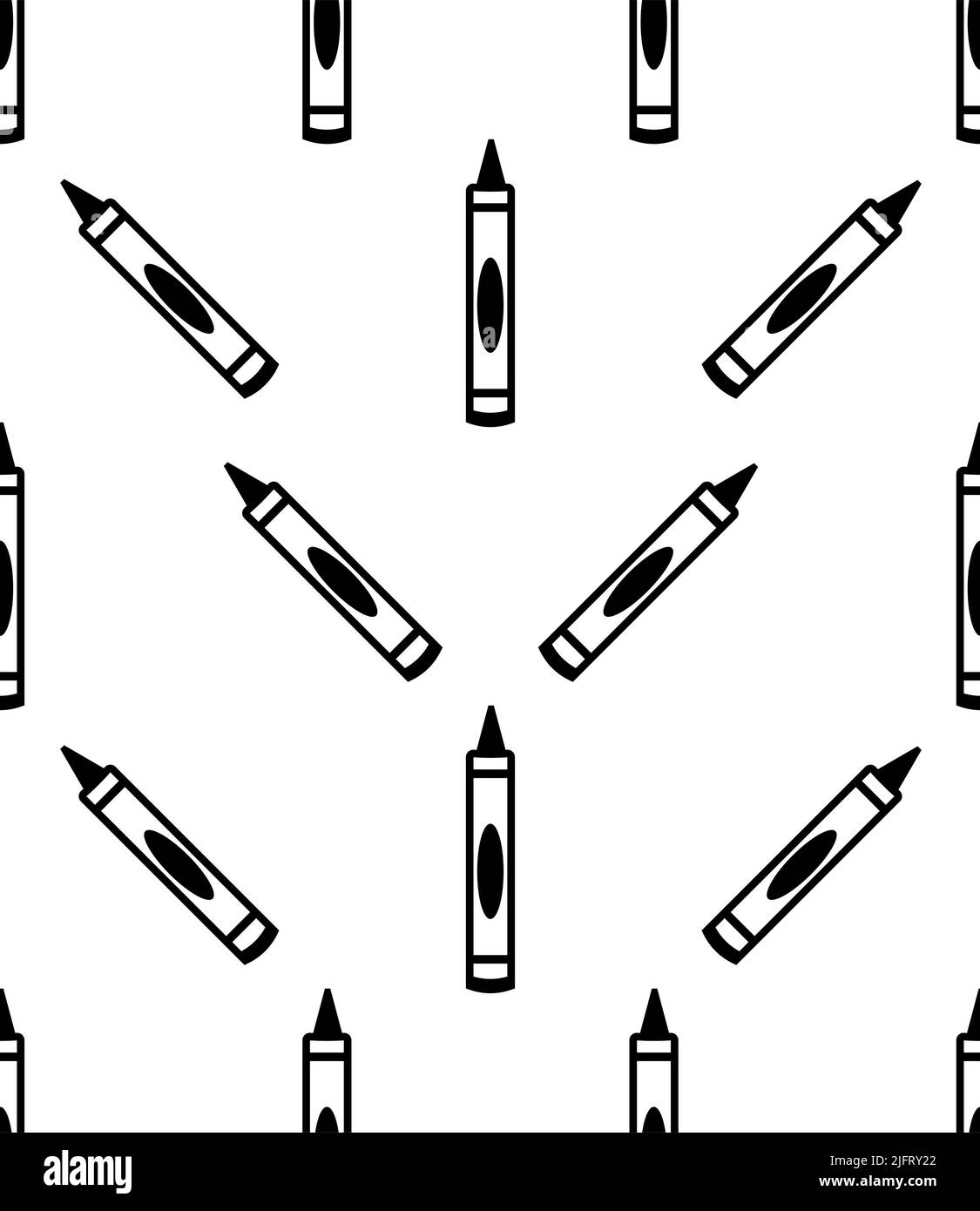 Crayon Icon Seamless Pattern, Drawing Crayon Vector Art Illustration ...