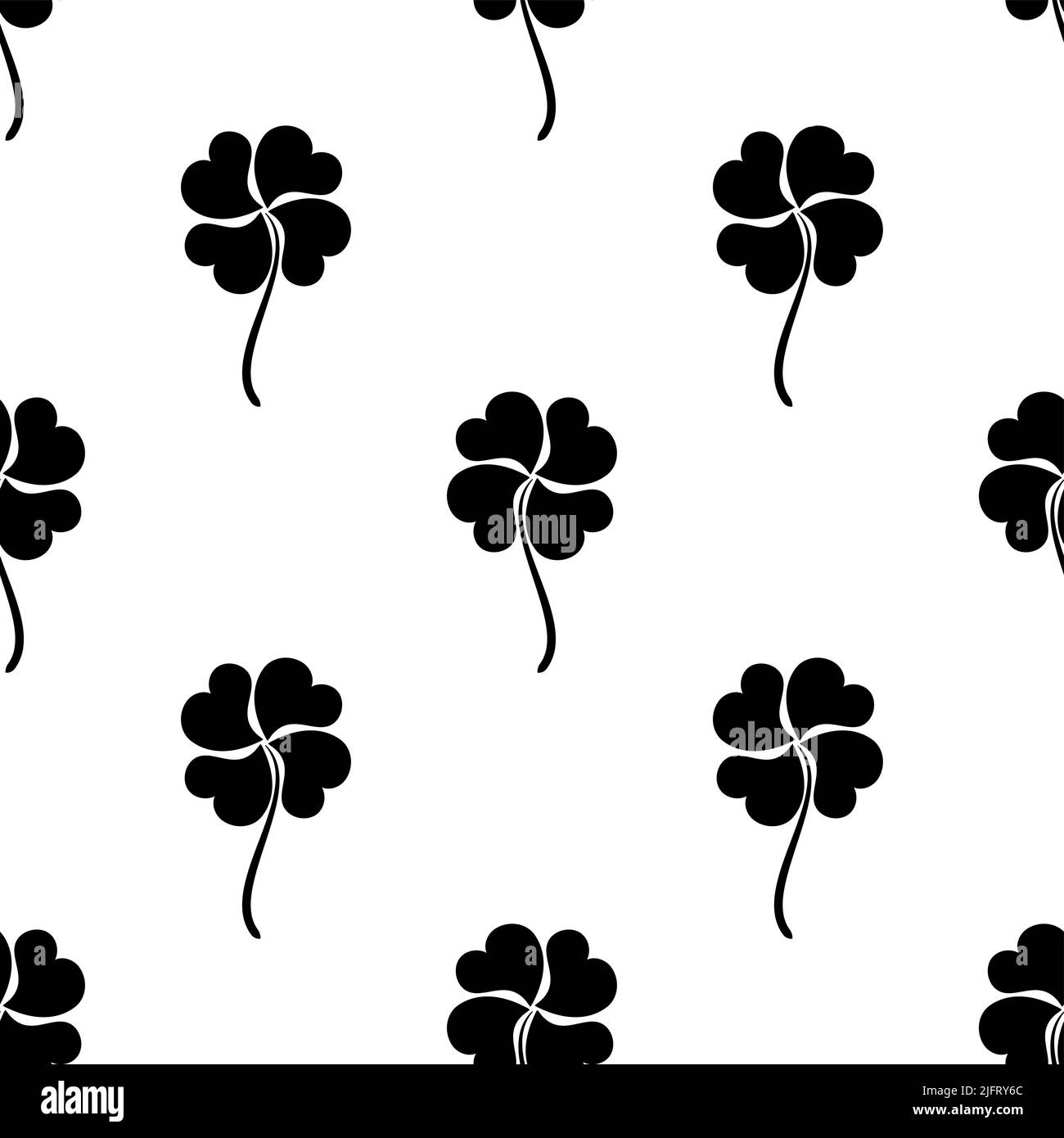 Clover Four Leaf Shamrock Seamless Pattern Vector Art Illustration ...
