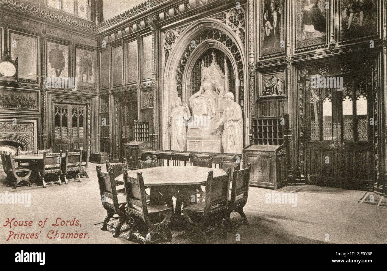 Antique 1911 postcard entitled “House of Lords, Princes’ Chamber ...