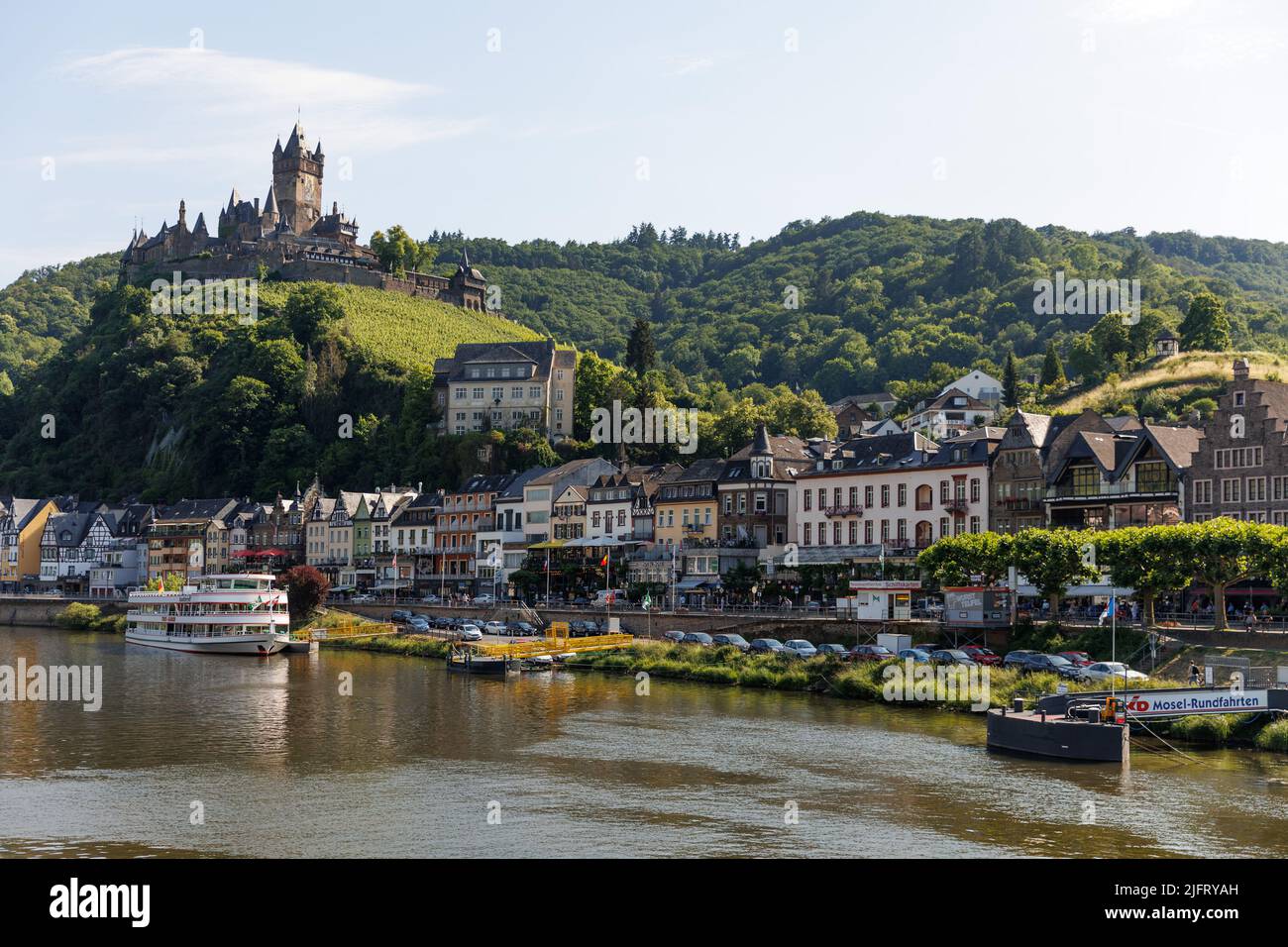 Cochem, a German city on the Mosel River in the Cochem-Zell district ...