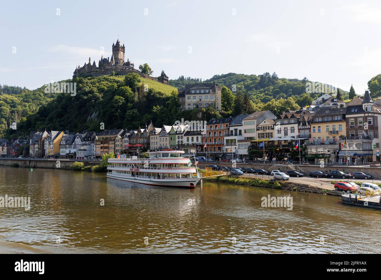 Cochem, a German city on the Mosel River in the Cochem-Zell district ...