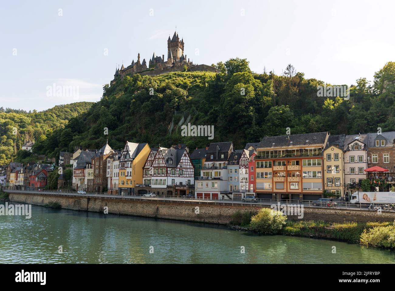 Cochem, a German city on the Mosel River in the Cochem-Zell district ...