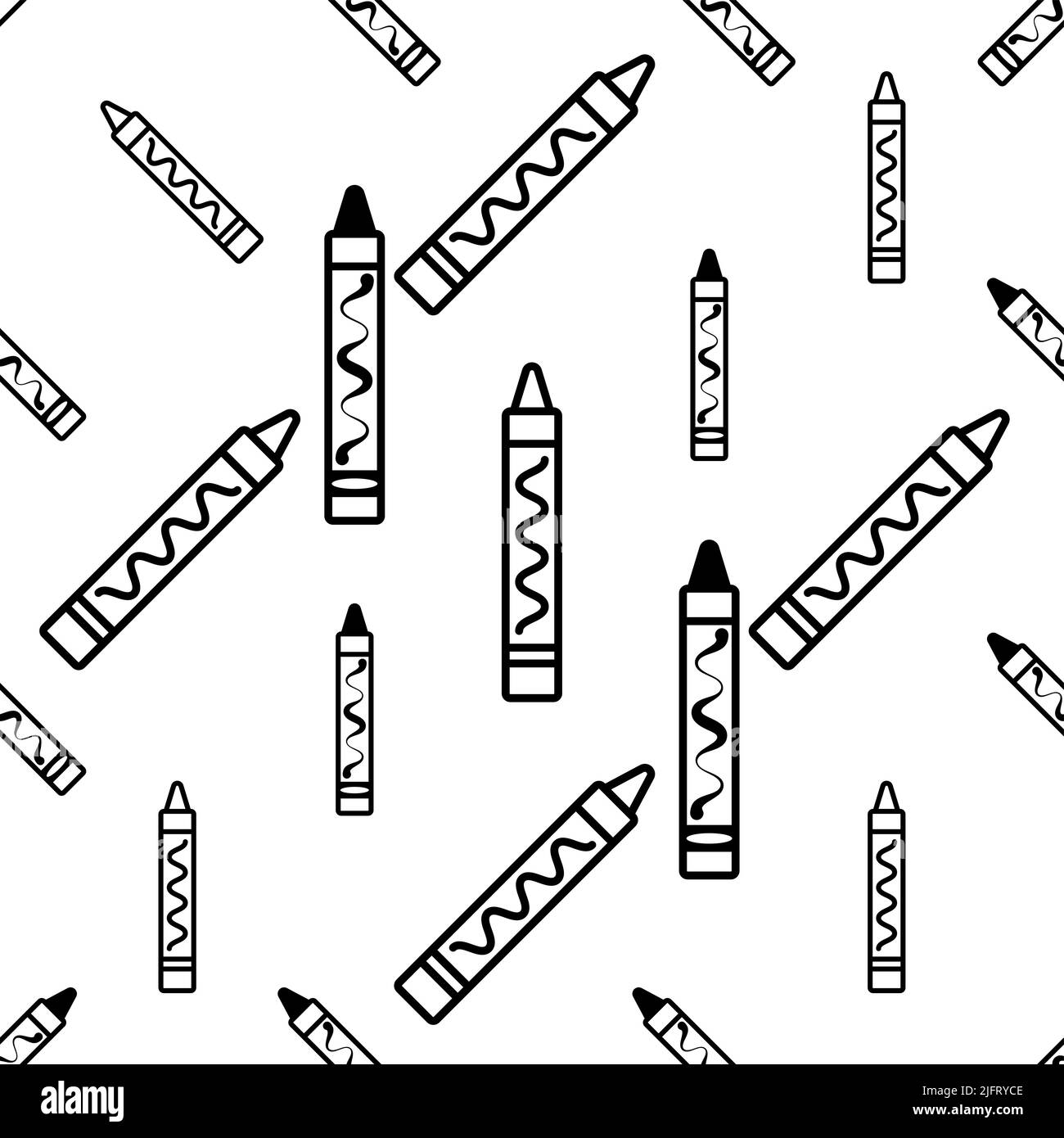 Crayon Icon Seamless Pattern, Drawing Crayon Vector Art Illustration ...