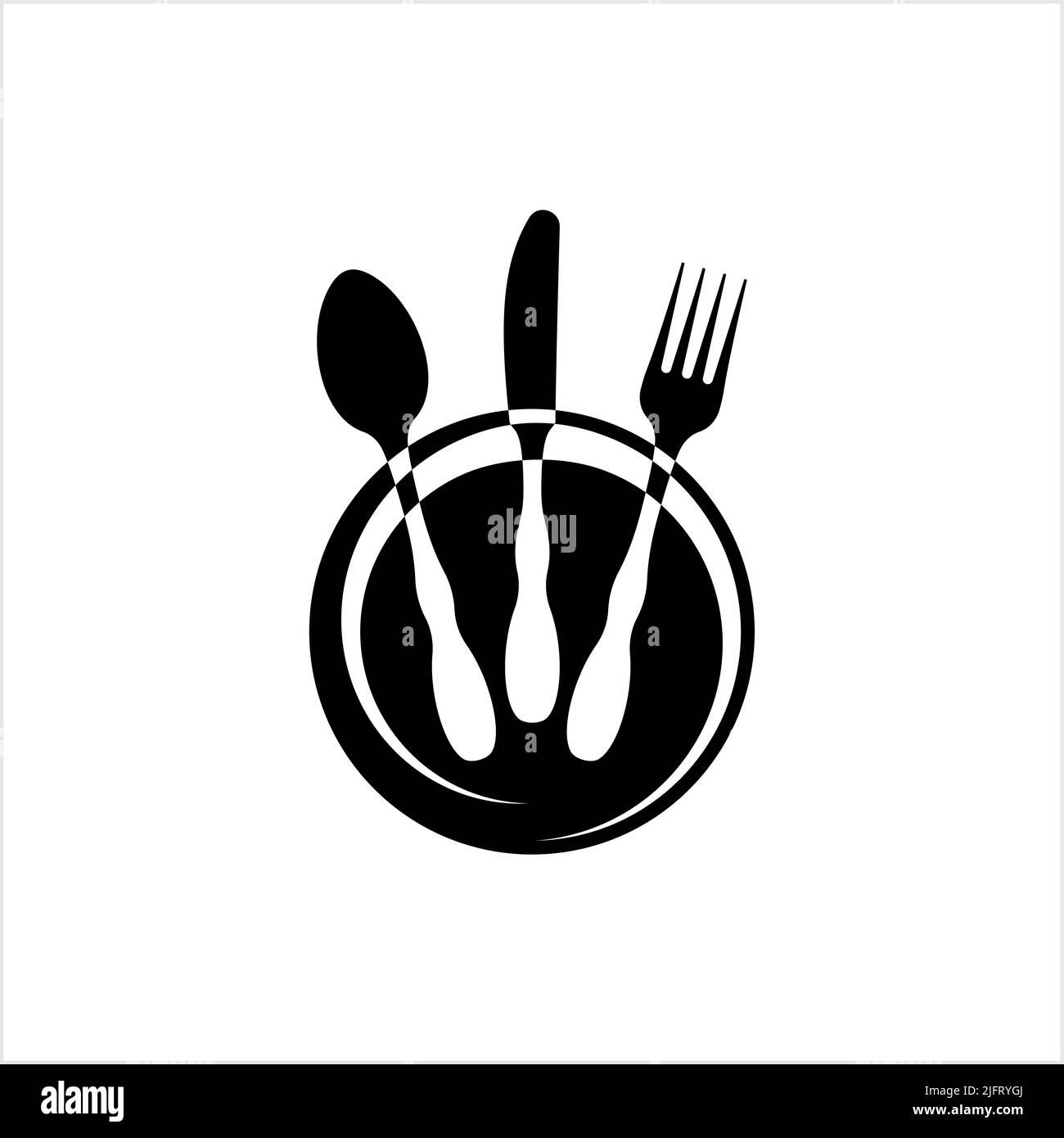 Cutlery Icon, Fork, Spoon And Knife Vector Art Illustration Stock ...