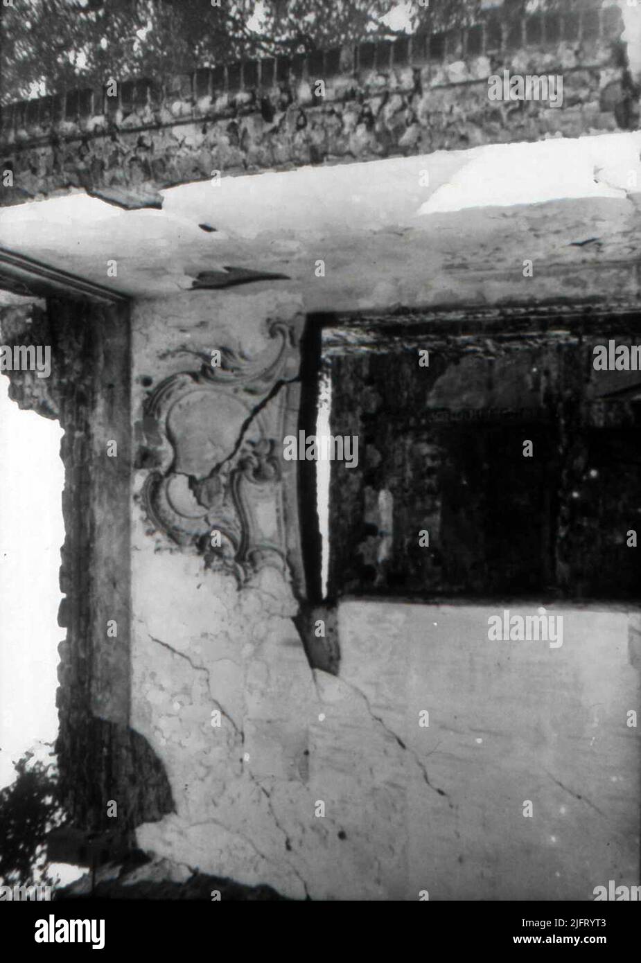 Rocaille (rococo decoration in the shape of a shell) above the door of ...