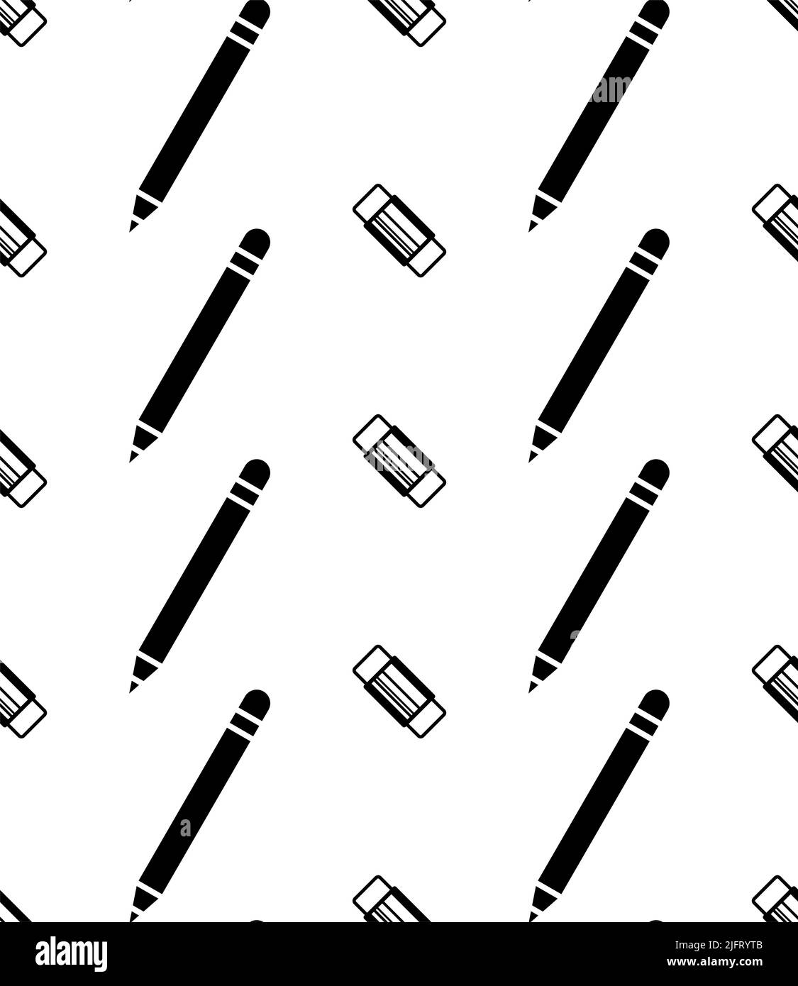 Eraser With Pencil Icon, Pencil Pen Eraser Icon Seamless Pattern Vector ...