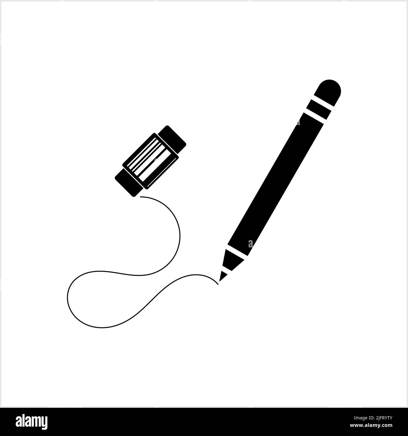 Eraser With Pencil Icon, Pencil Pen Eraser Icon Vector Art Illustration ...