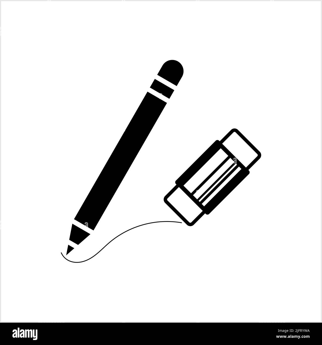 Eraser With Pencil Icon, Pencil Pen Eraser Icon Vector Art Illustration ...