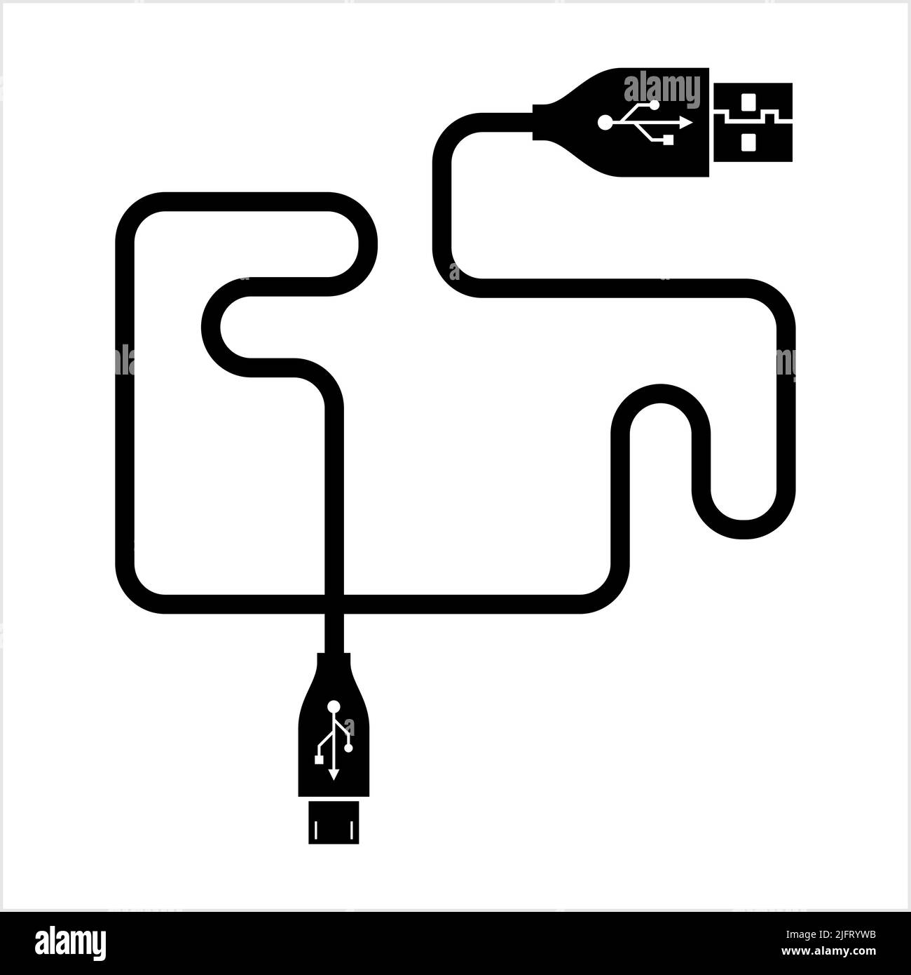 Micro Usb Cable, Usb Cable Vector Art Illustration Stock Vector Image ...