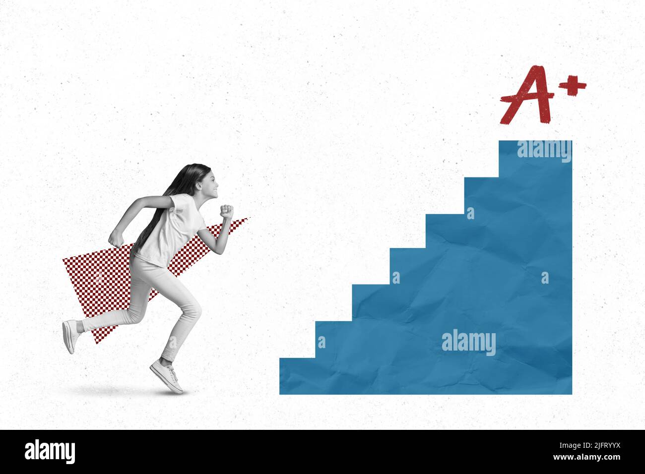 Creative 3d photo artwork graphics painting of funny small girl running ...