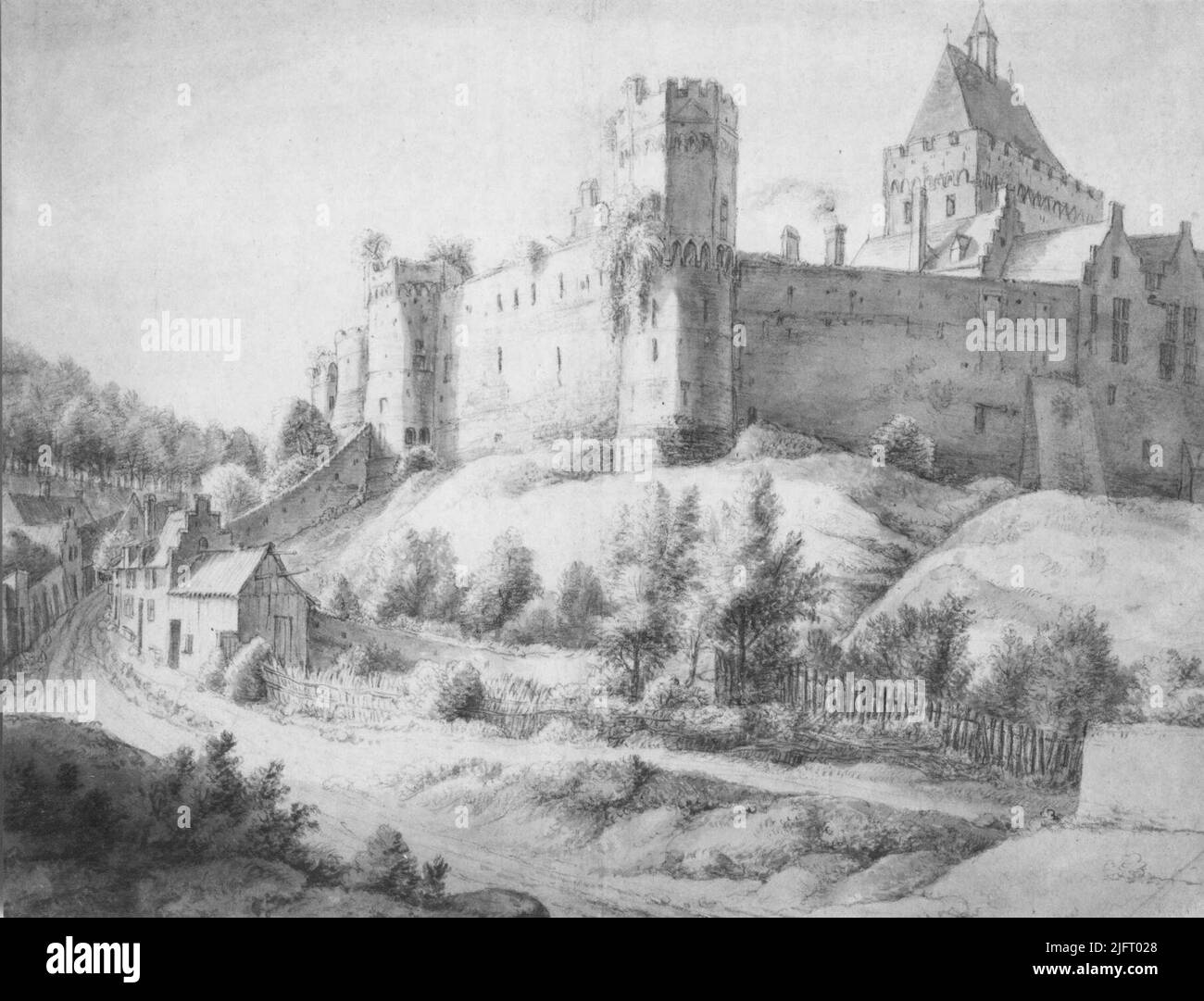 A drawing in black chalk, gray washed by Anthonie Waterloo (May 6, 1609 ...