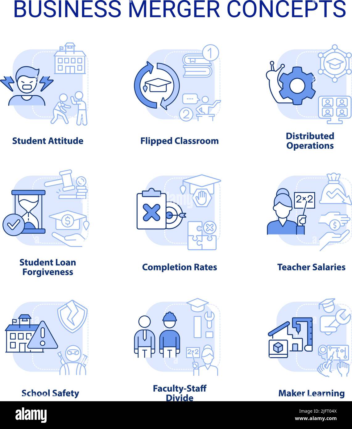 Education problem light blue concept icons set Stock Vector Image & Art ...
