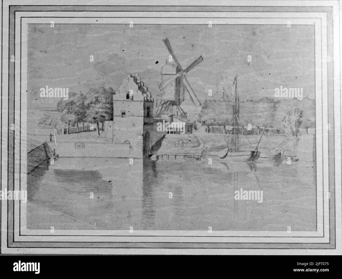 Drawing, pen in brown, brush in gray from Hendrik Hoogers (1747-1814 ...