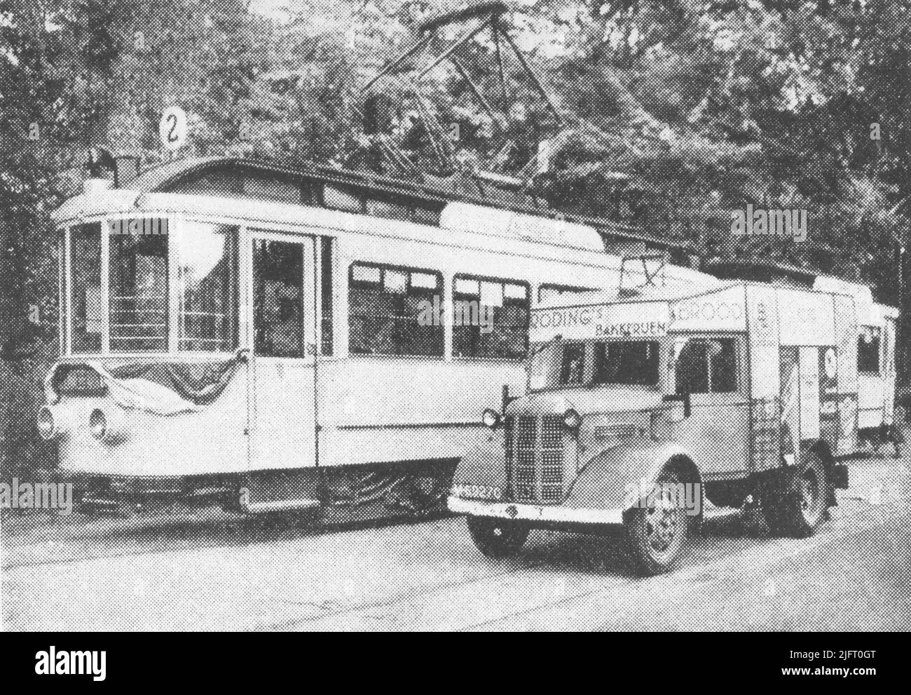 An electric tram from tram line 2 (the mountain track to Beek en Berg ...