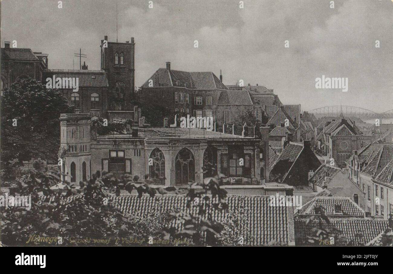 Face from the Valkhofheuvel Nijmegen to West on the lower city with the ...