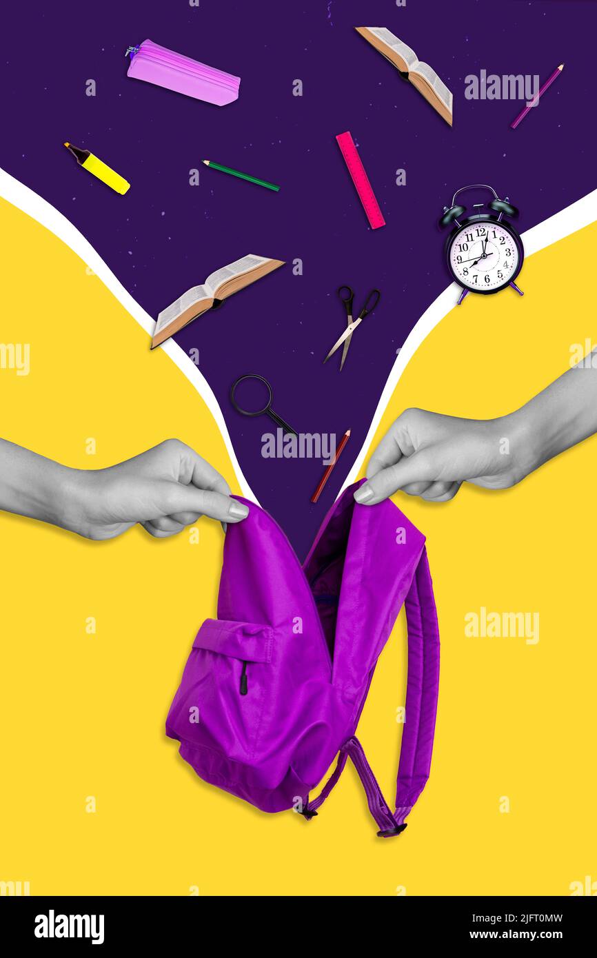 Photo cartoon comics sketch picture of spacious backpack many supplies ...