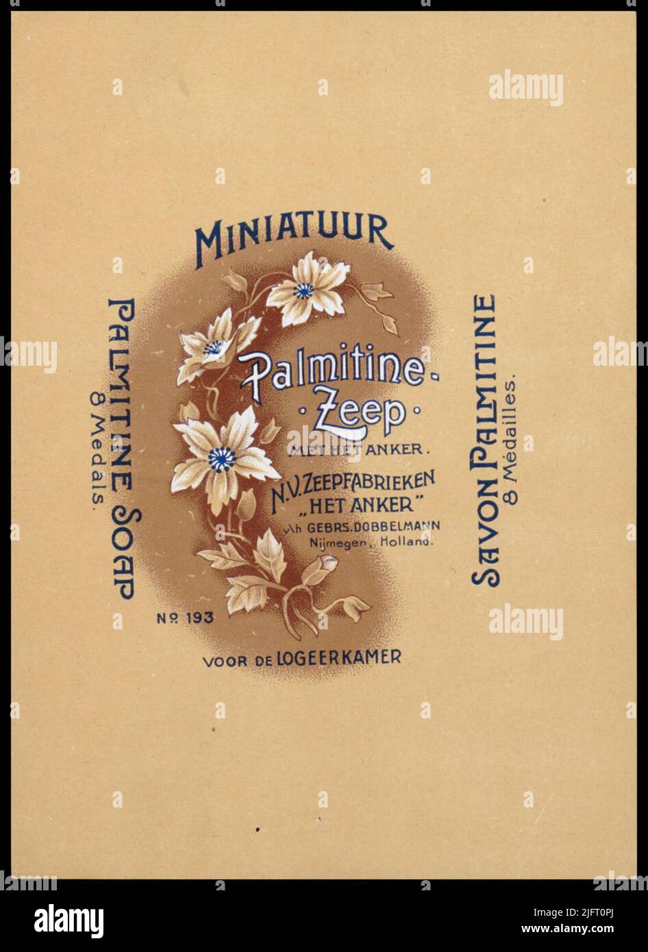 Miniature palmitine soap with the anchor.n.v. Soap factories "The ...