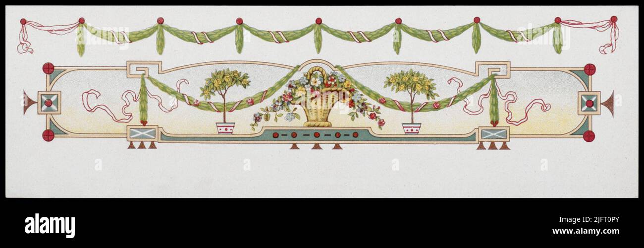 White background with a light blue and yellow surface with a light pink ...