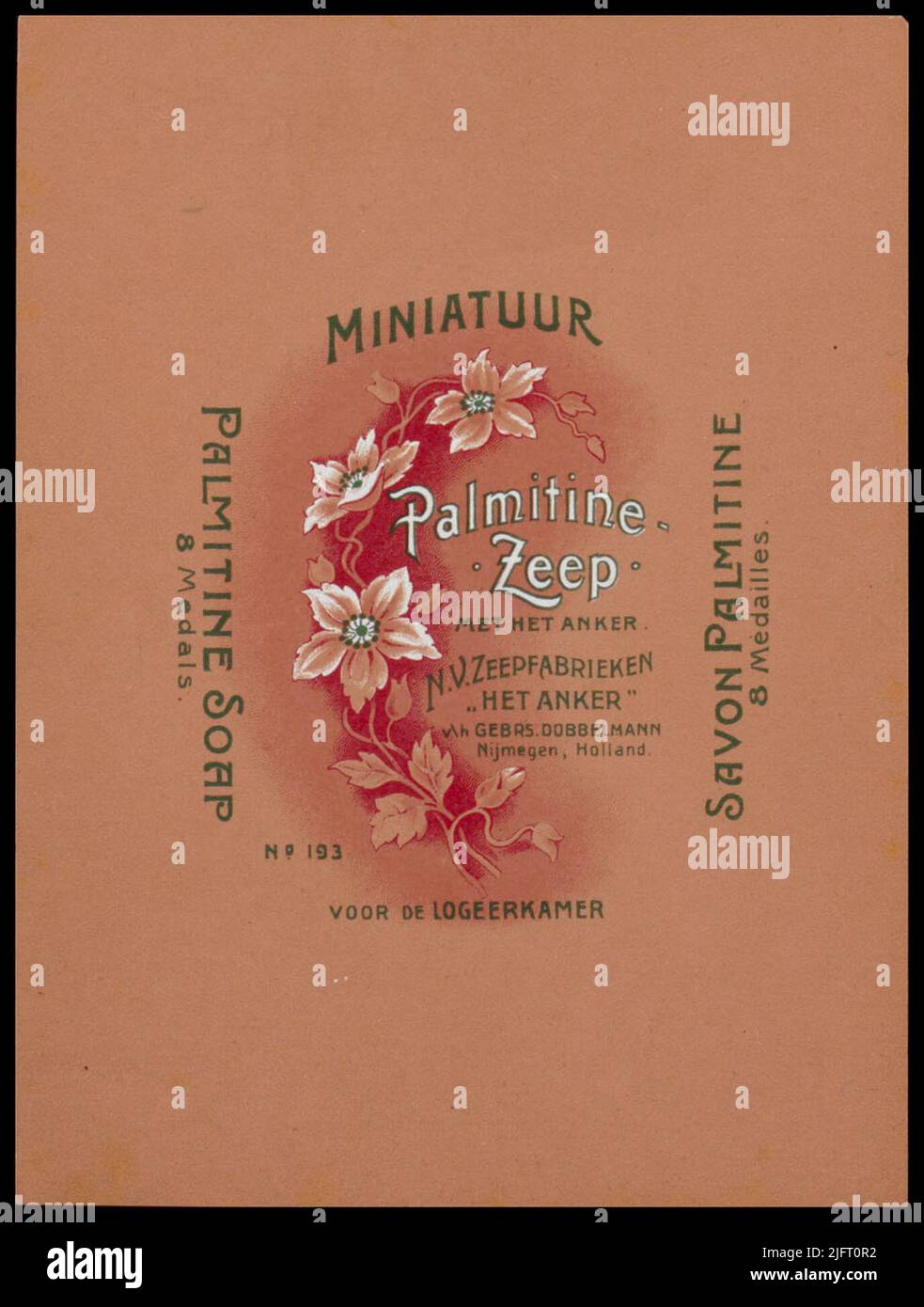 Miniature palmitine soap with the anchor.n.v. Soap factories "The ...