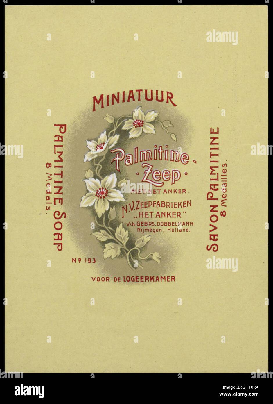 Miniature palmitine soap with the anchor.n.v. Soap factories "The ...