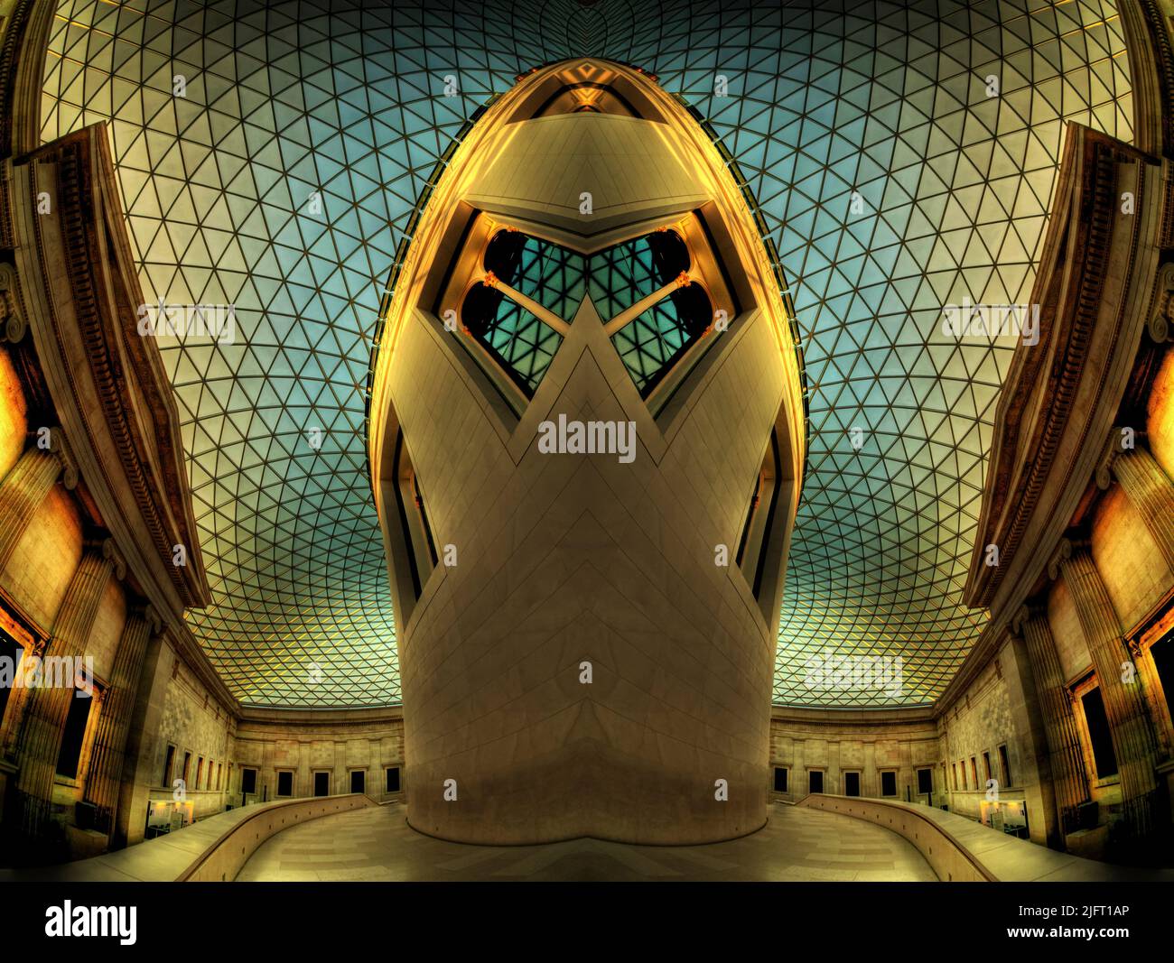 Architectural abstract symmetry of interior British Museum, London, UK ...