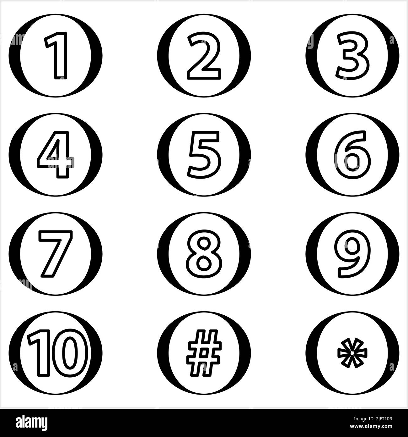 Number Center Aligned Inside Circle One To Ten Vector Art Illustration ...