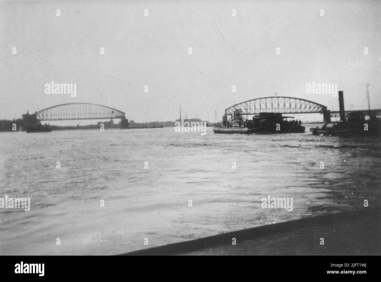 The start of repair work on the destroyed railway bridge. The bridge ...