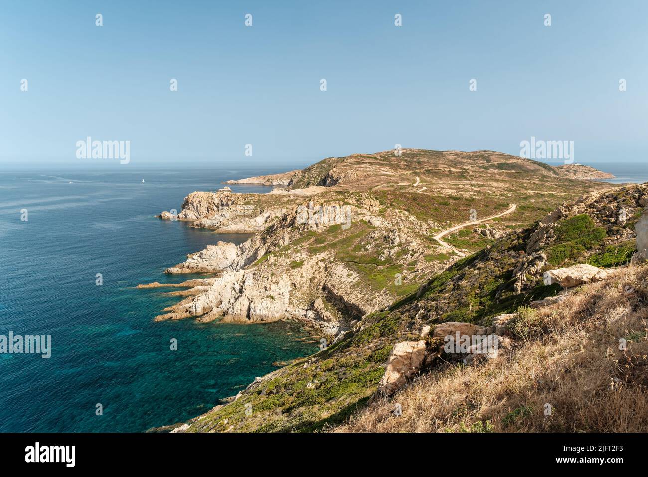View of La Revellata, a rocky promontory on the west coast of Corsica ...