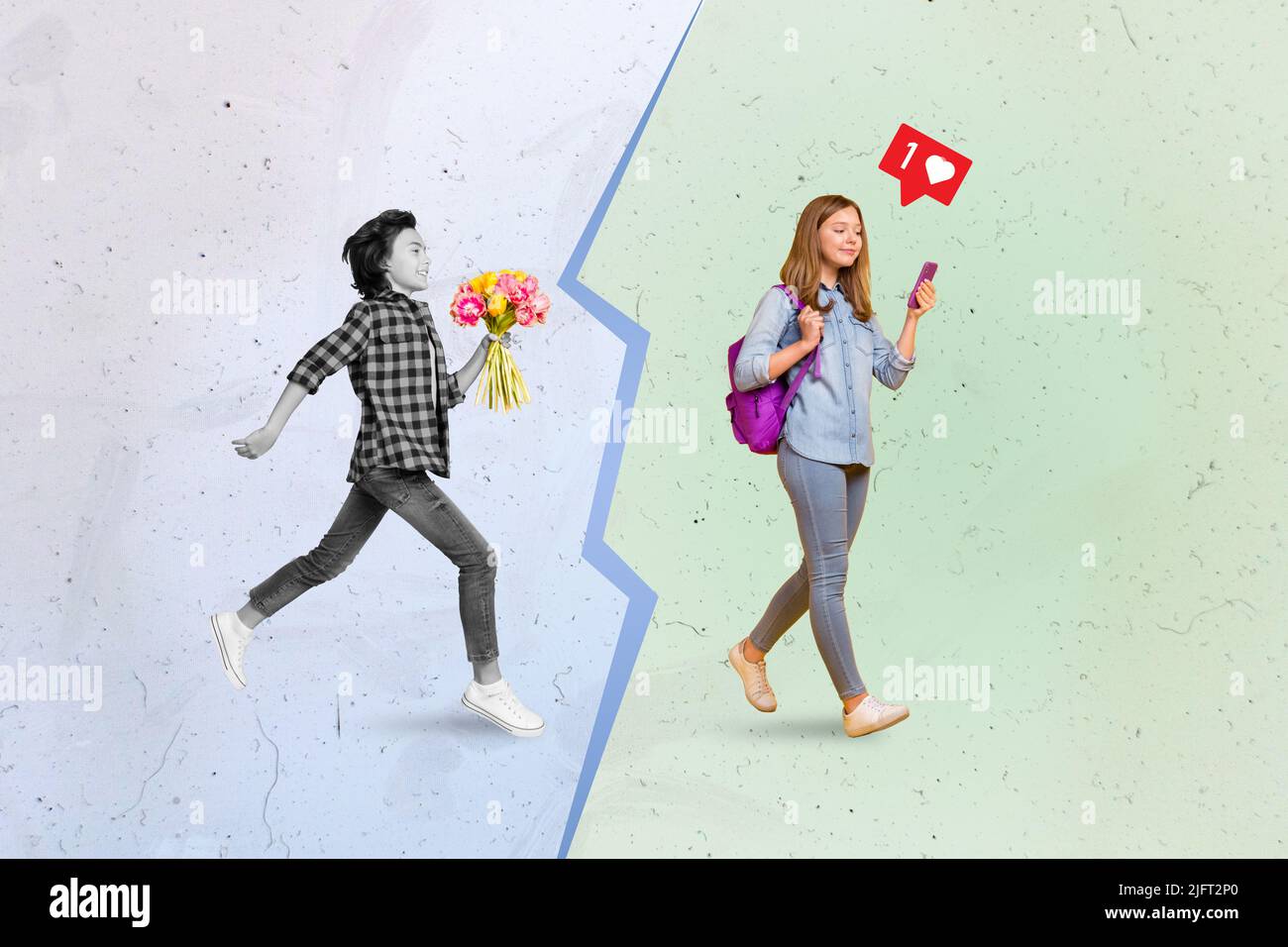 Creative 3d photo artwork composite painting of boy unrequited love ...