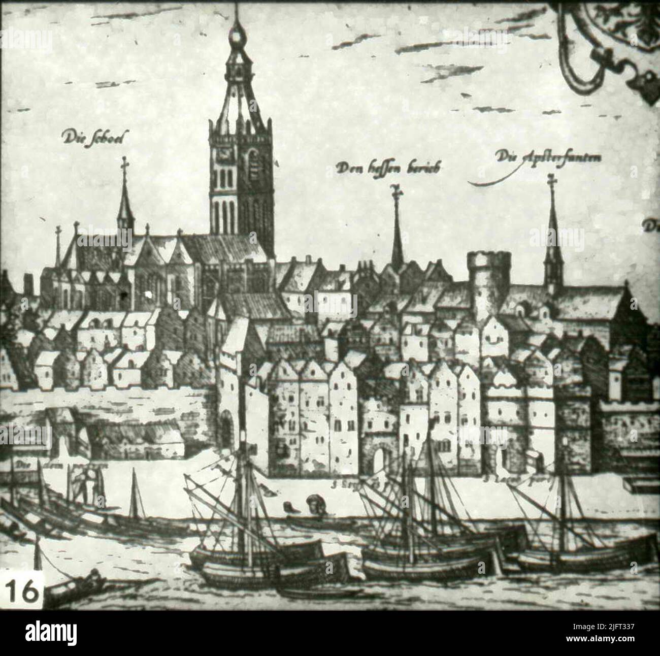 Detail of the right side of the panorama of the center of Nijmegen ...