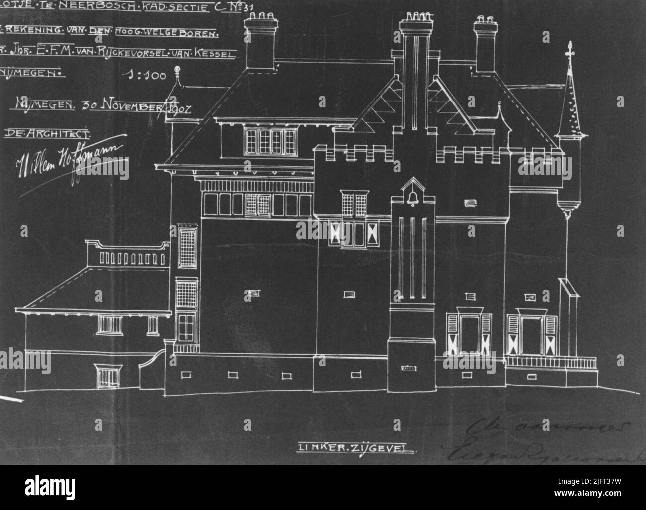 A building plan of the left side wall of the "lock of the Baron", a ...