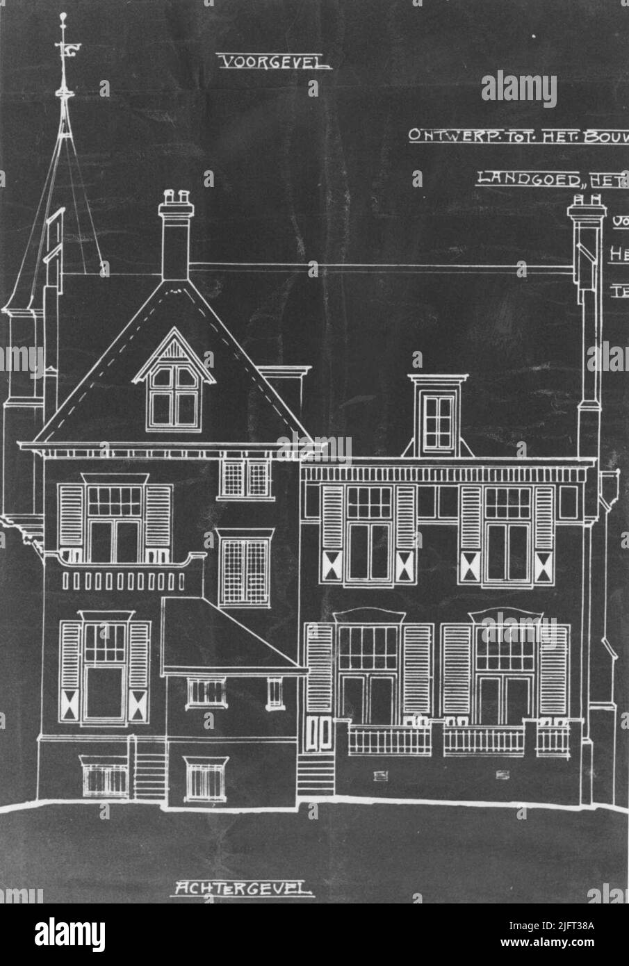 A building plan of the rear facade of the "lock of the Baron", a design ...
