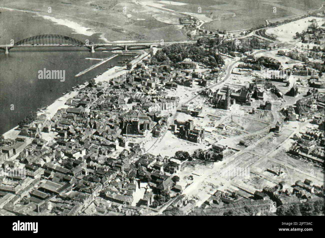 Panorama of Nijmegen. Aerial photo of Nijmegen on the Waal from the ...