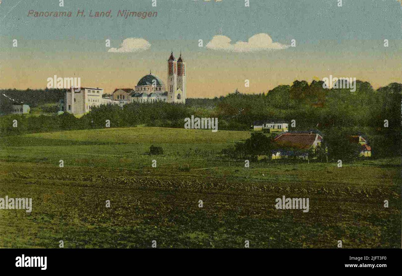 Landscape with panorama of the Cenakelkerk and the monastery on the ...