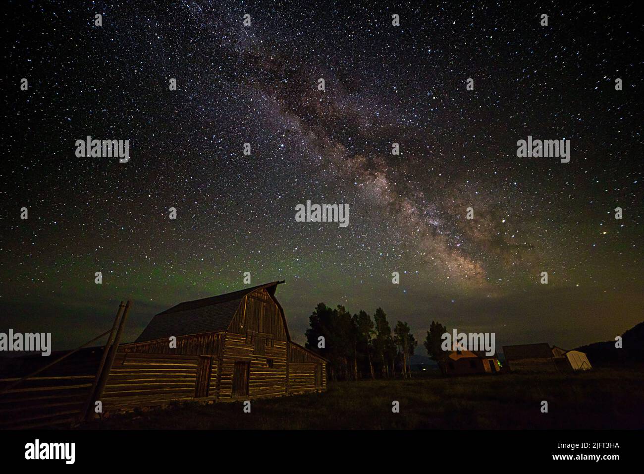 A beautiful view of the T.A. Moulton Barn at night in Moose, Wyoming ...
