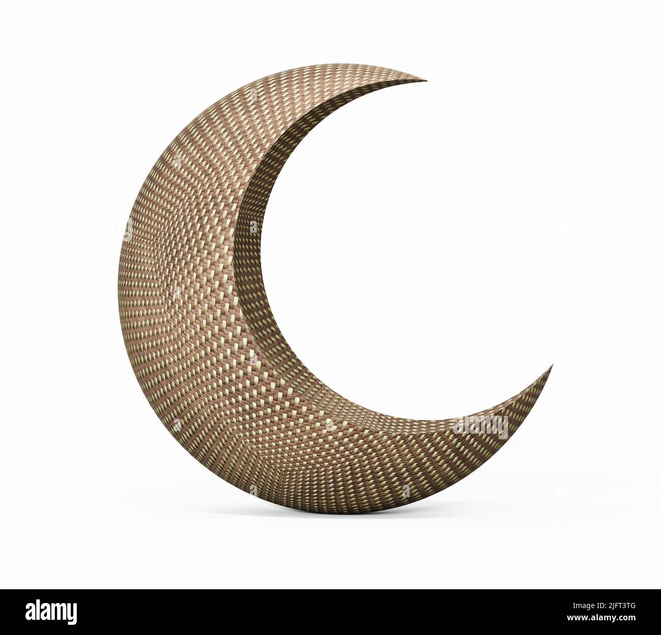 A 3D rendering illustration of a Crescent Moon made with cloth texture ...