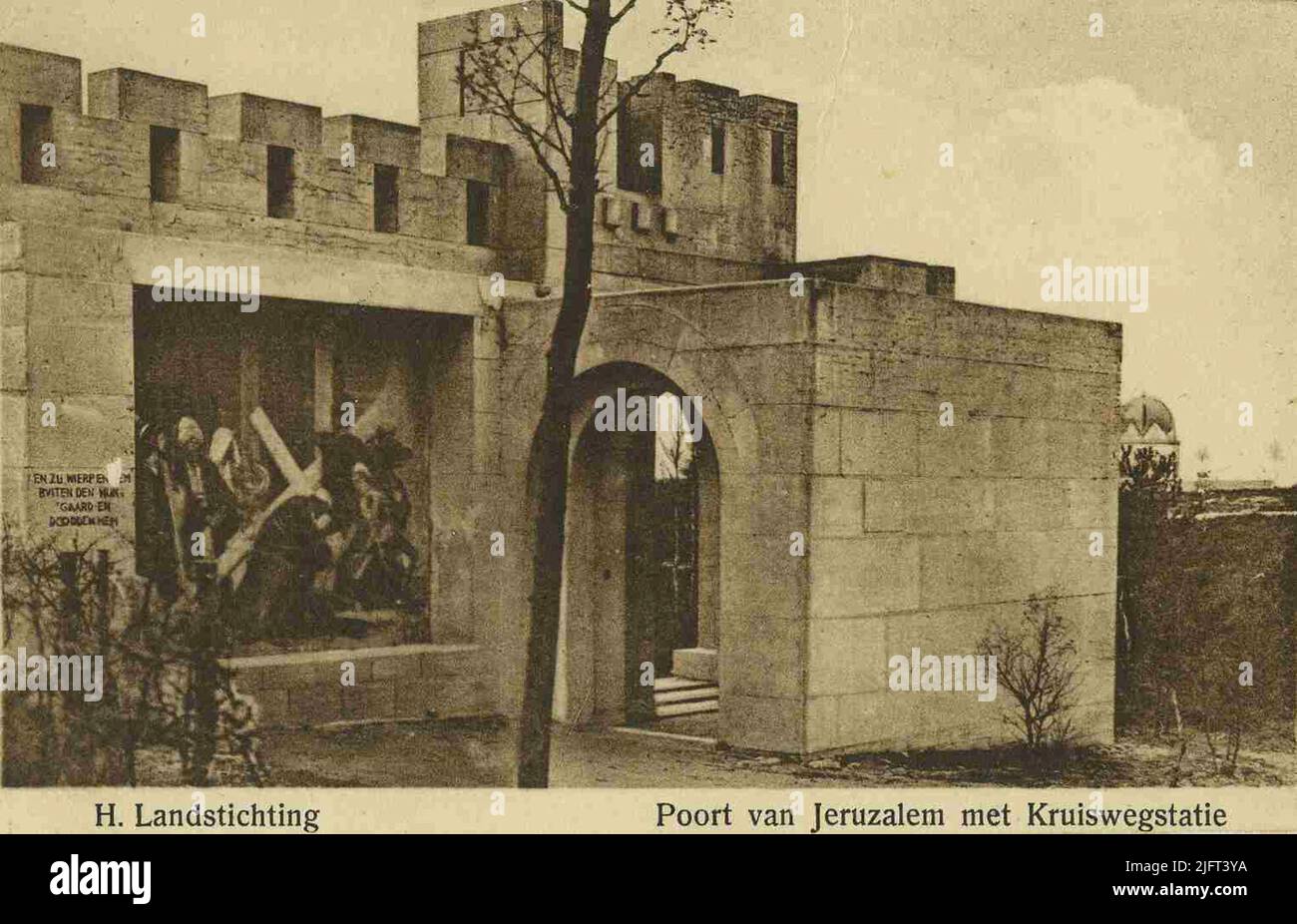 The gate of Jerusalem with the 7th Stations of the Cross (Jesus falls ...