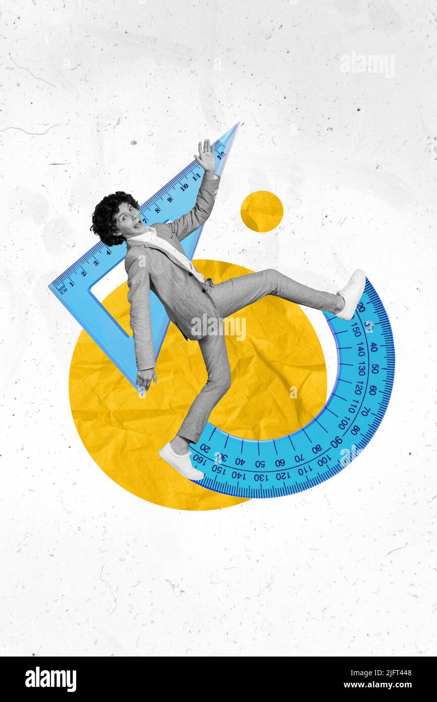 Vertical composite collage picture of small crazy boy black white gamma ...