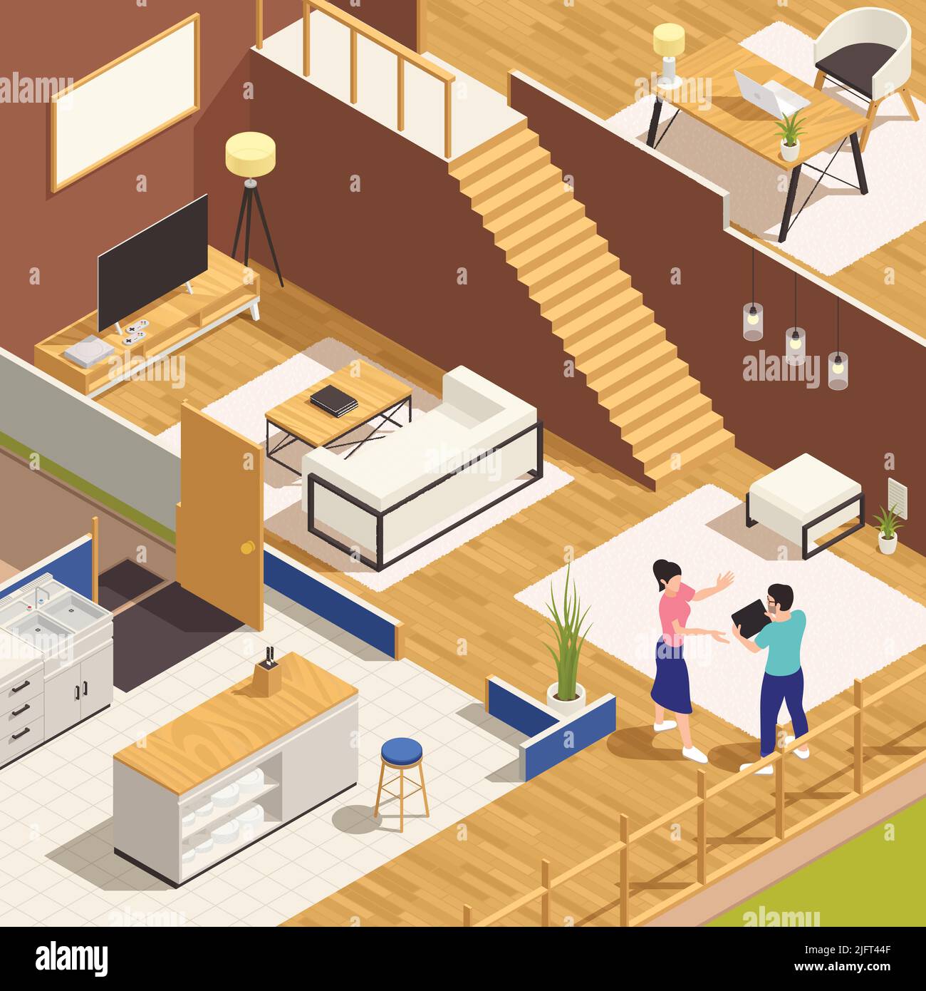 Interior designer adjusting family house refurnishing project in ...