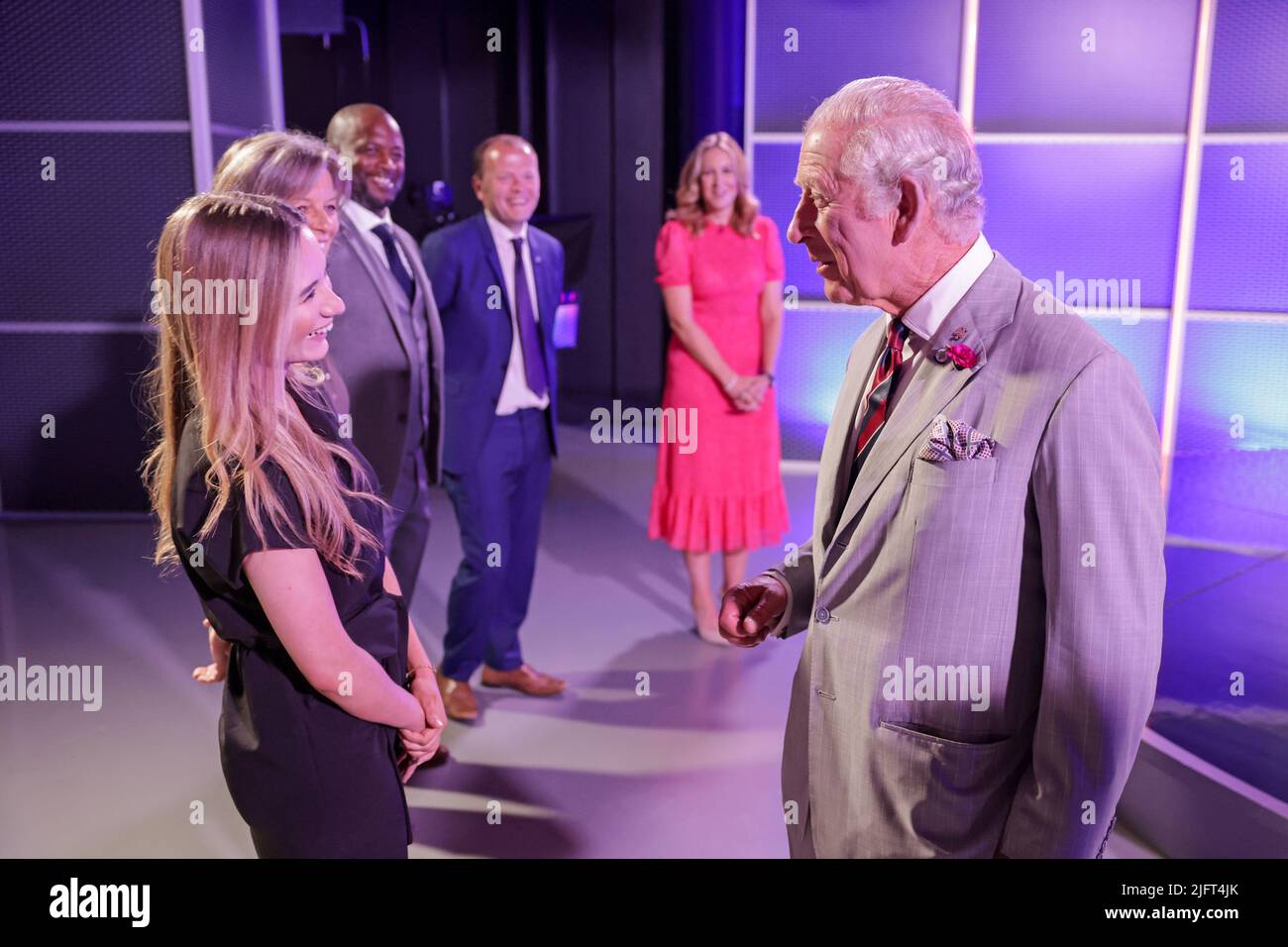The Prince of Wales meets with members of BBC Wales Sport during a ...