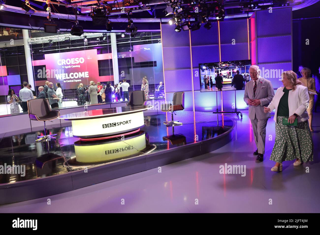 The Prince of Wales views a studio during a visit to BBC Wales's new ...