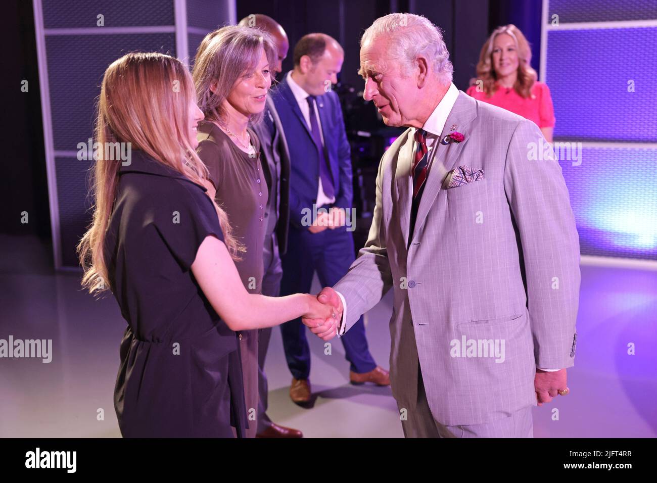 The Prince of Wales meets with members of BBC Wales Sport during a ...