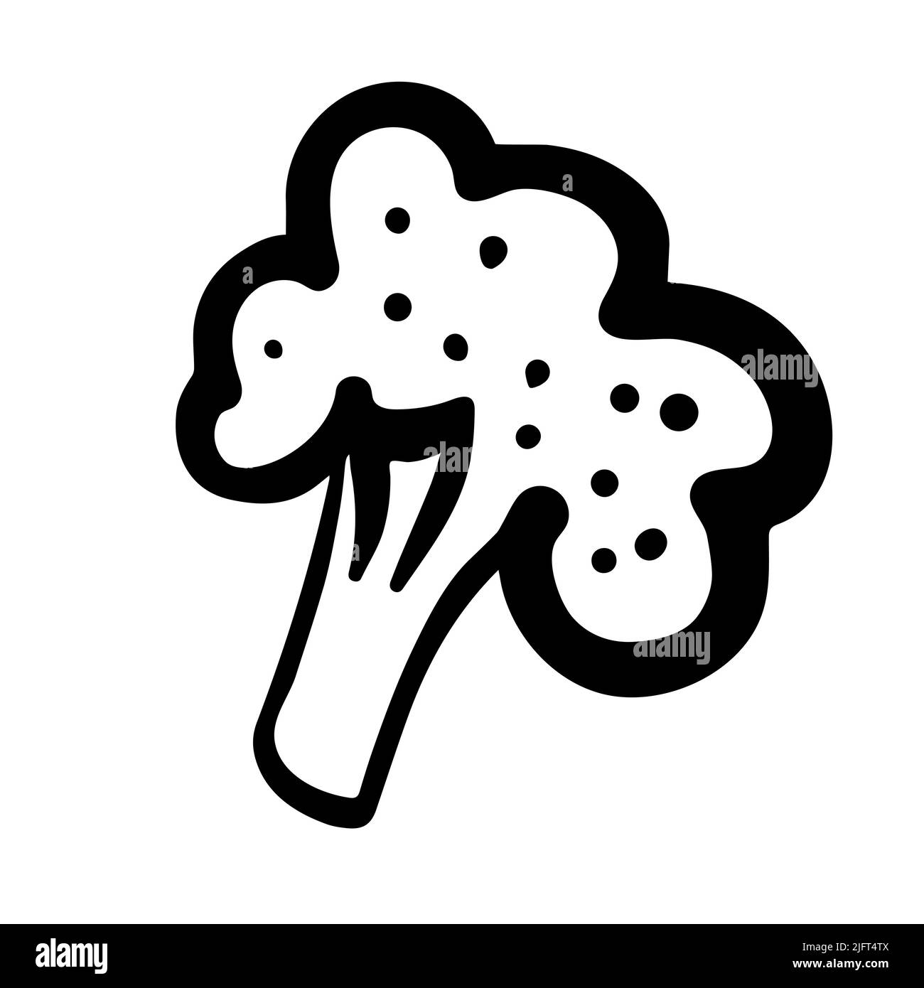 Doodle broccoli. Outline broccoli isolated on white background. Hand ...
