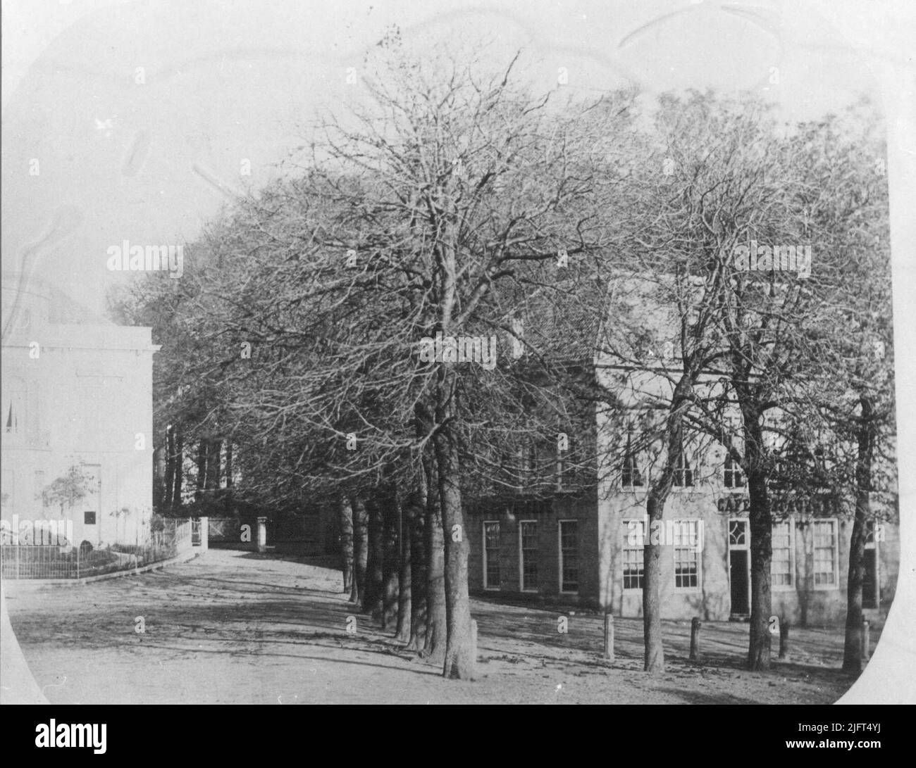On the left a part of the villa of the Van Rijckevorsel family, and on ...