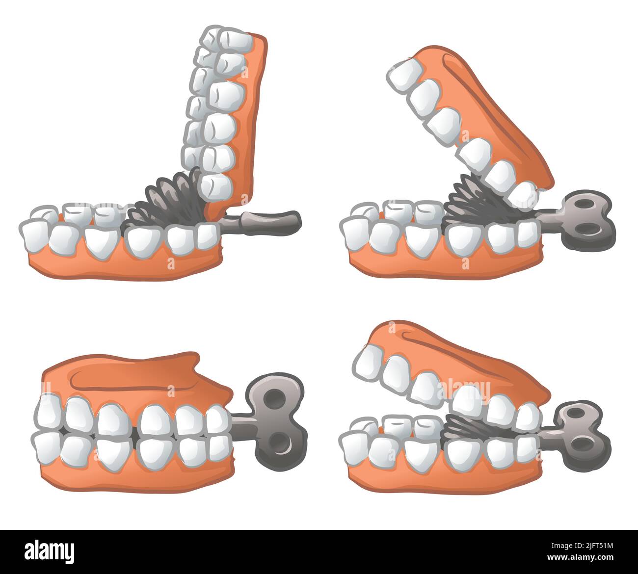 Chattering teeth cartoon design element set color, isolated vector ...
