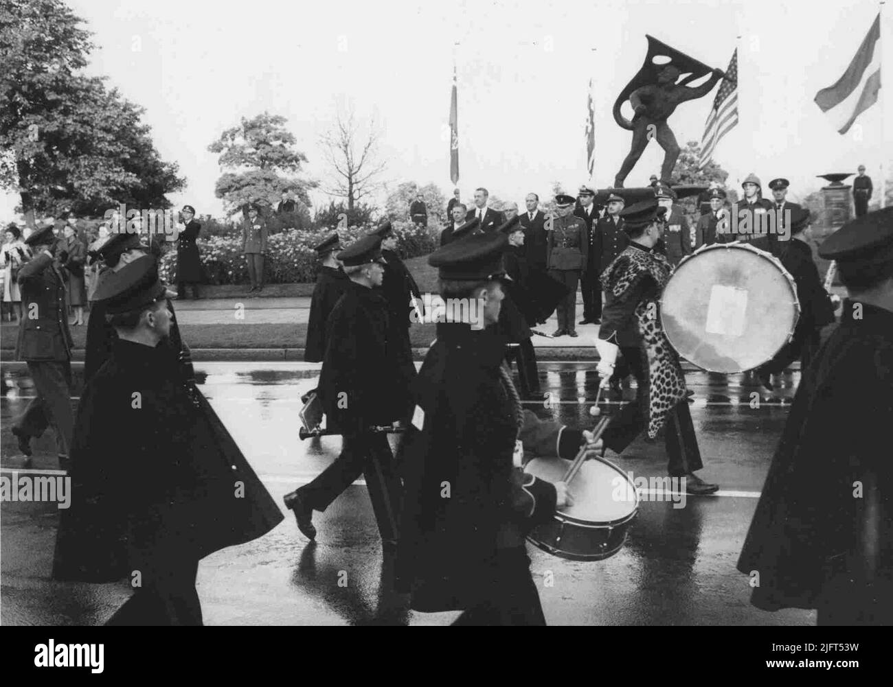 British military band parades along the Jan van Hoofmonument during ...