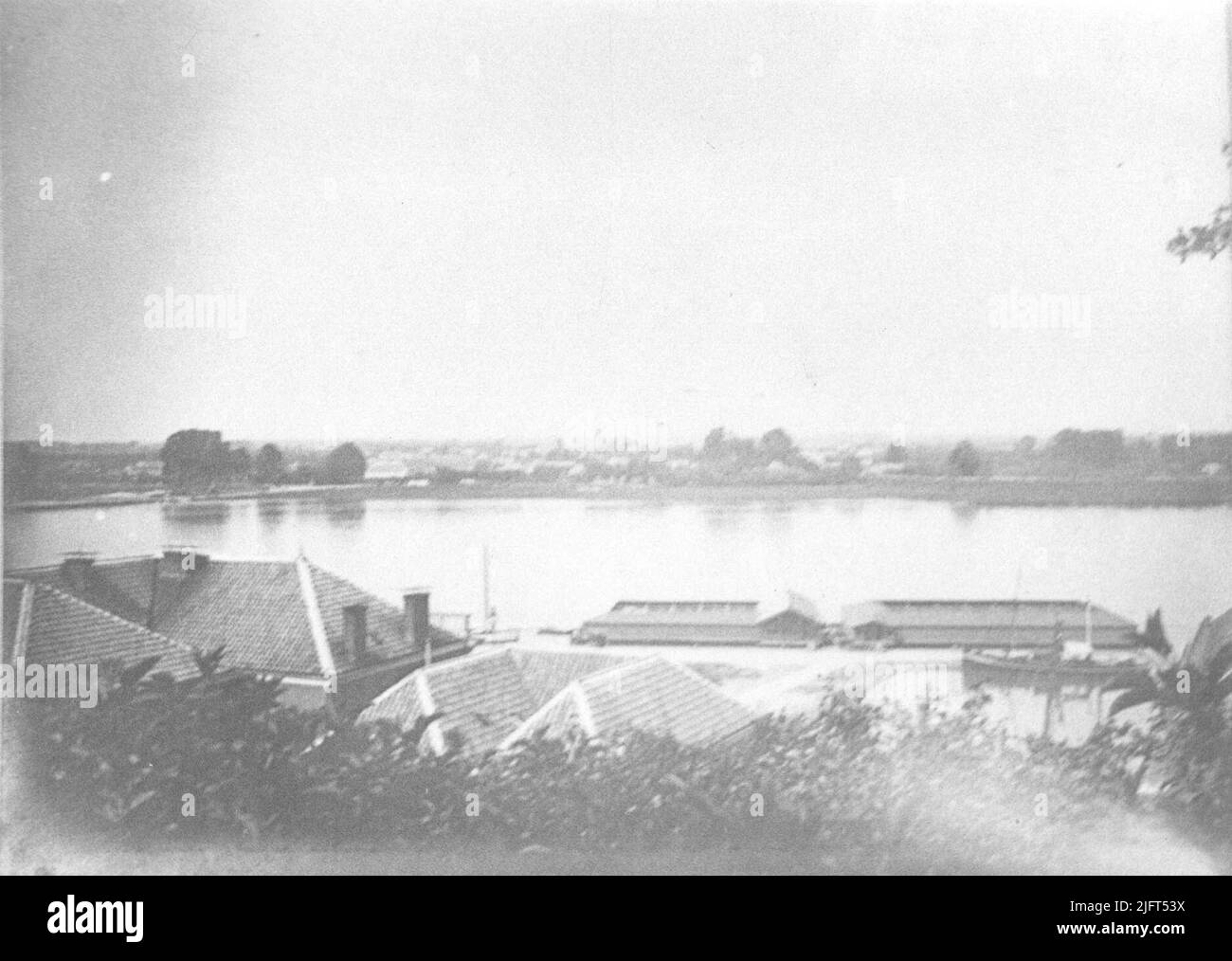 River face from the Valkhof on the river Waal in a northerly direction ...