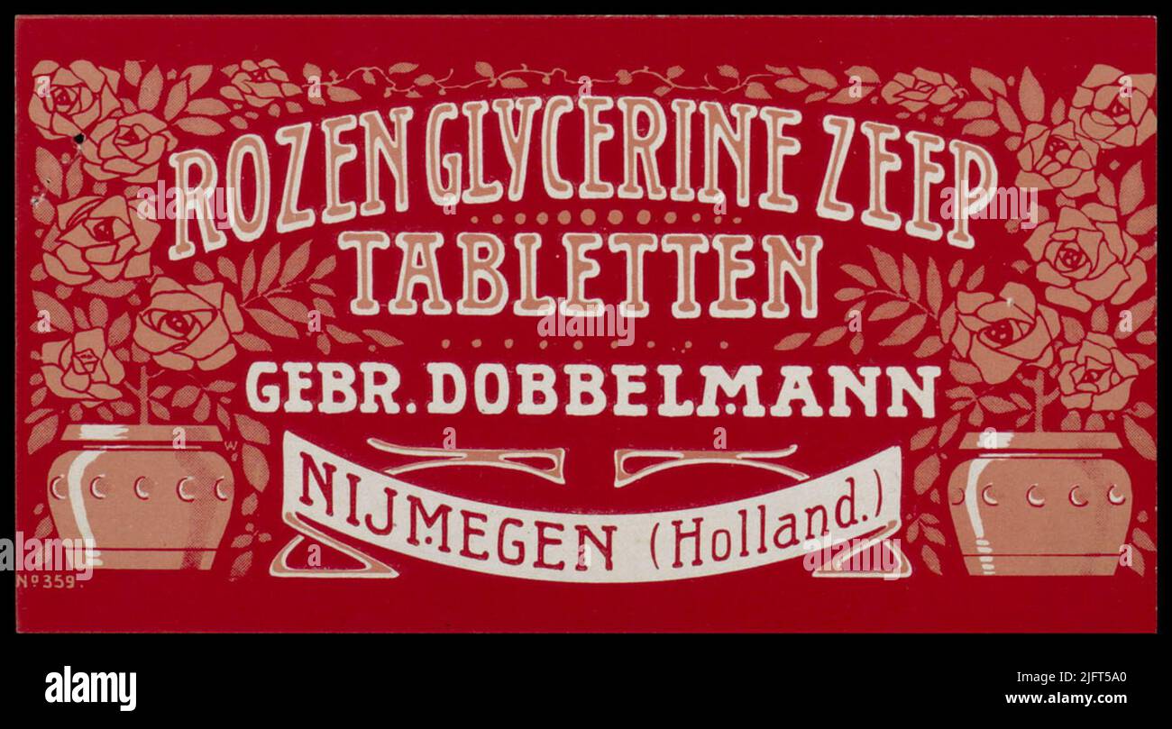 Roses glycerine soap tablets. Dobbelmannnijmegen (Holland.) No. 359 ...