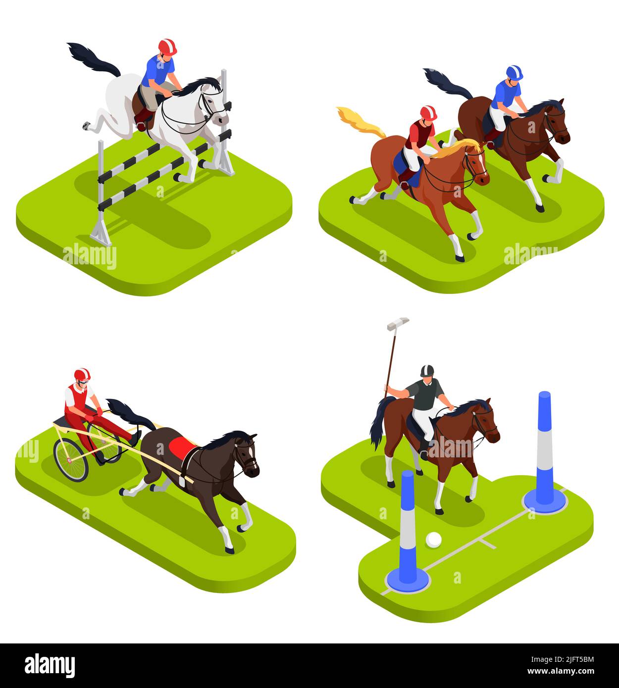 Equestrian sport design set with horse racing symbols isometric ...