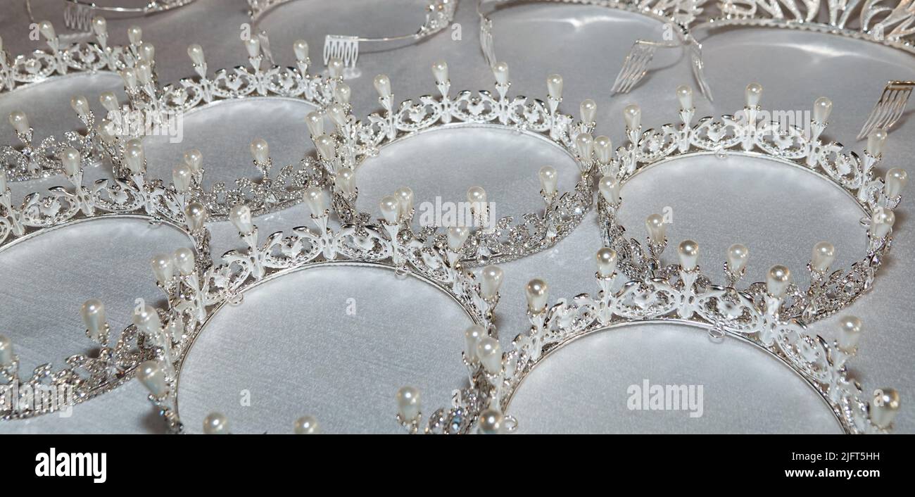 Crowns for a beauty contest made to order by craftsmen jewelers Stock ...
